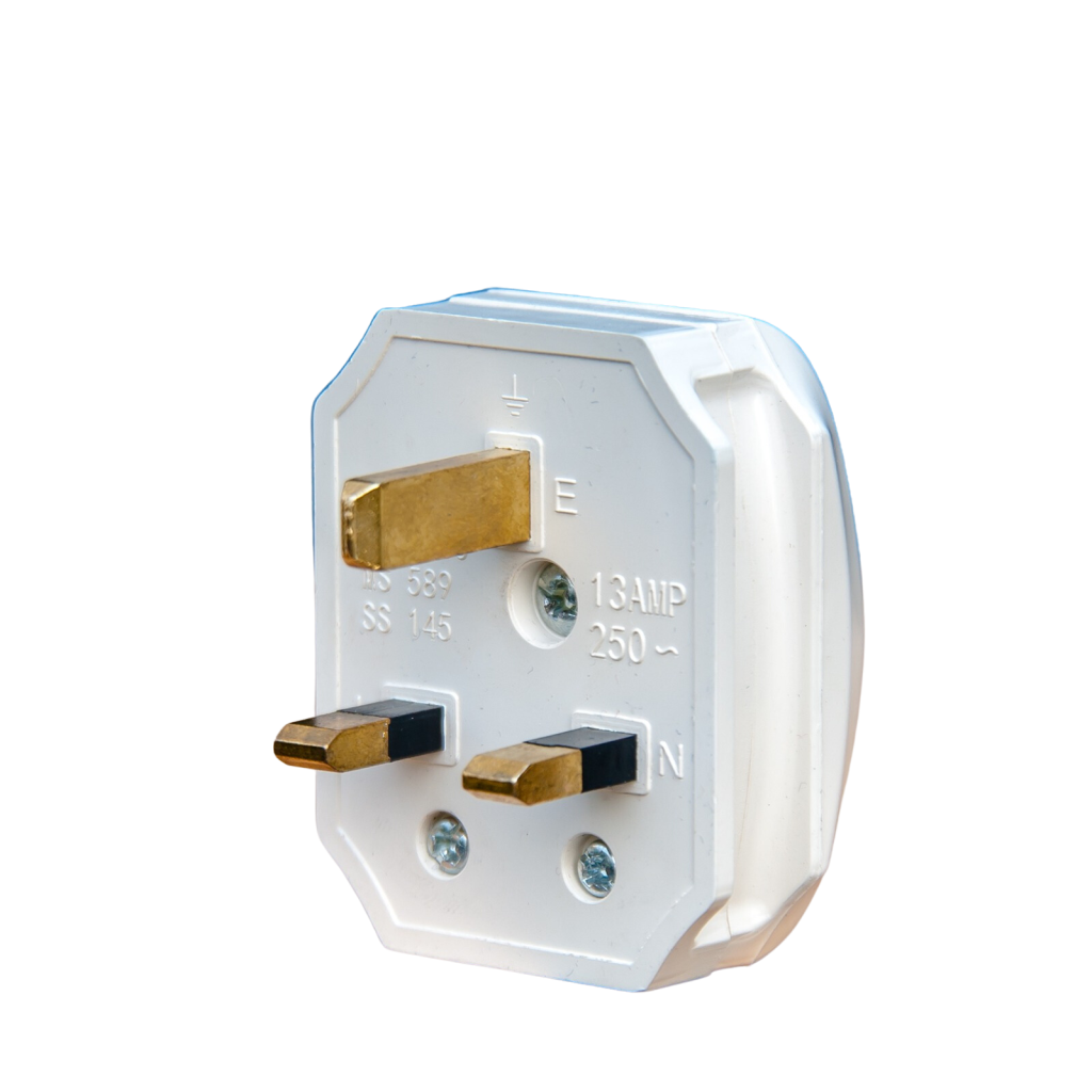 Fused 13A 3 Pin Flat Plug Premium Quality White Connector Cord Adapter Electrical Power Socket ...