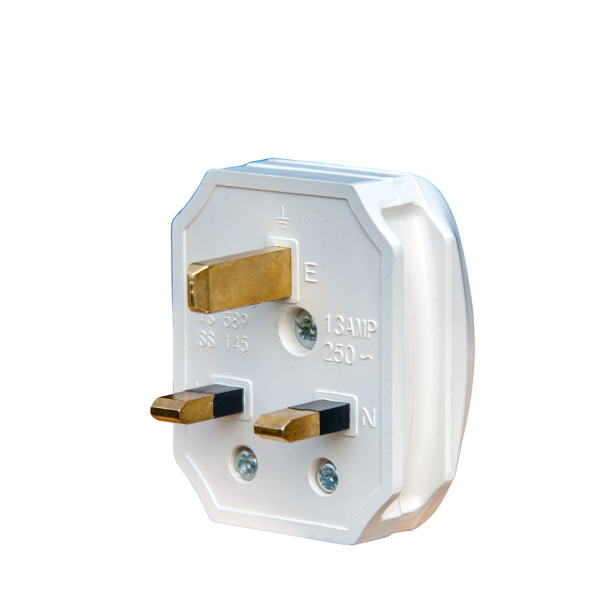 Fused 13A 3 Pin Flat Plug Premium Quality White Connector Cord Adapter ...
